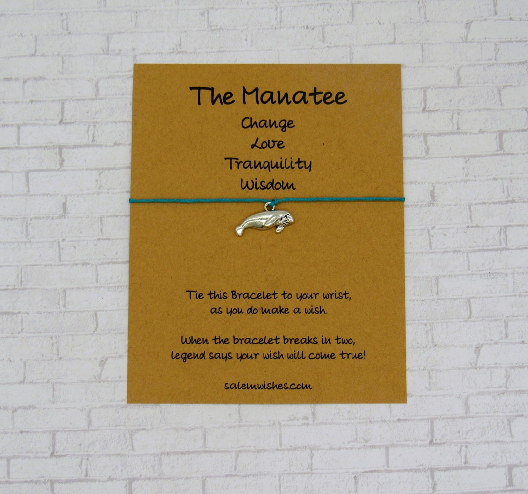 Manatee Gift, Manatee Wish Bracelet, Manatee Anklet, Personalized ...