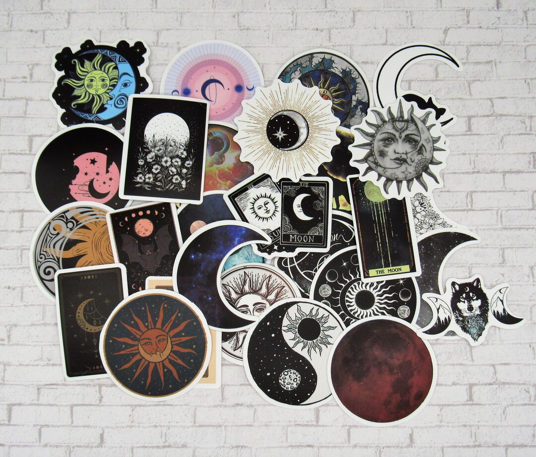 20 Moon Stickers, Sun and Moon Sticker, 20 Random Stickers, Water ...