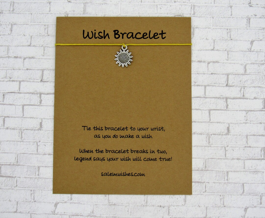 Sunflower Gift, Sunflower Wish Bracelet, Sunflower Jewelry, Sunflower ...