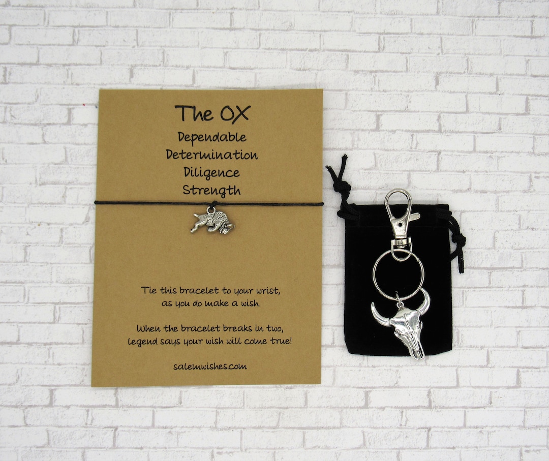 Year of Ox Gift Set, Ox Wish Bracelet, OX Keychain, Chinese New Year ...