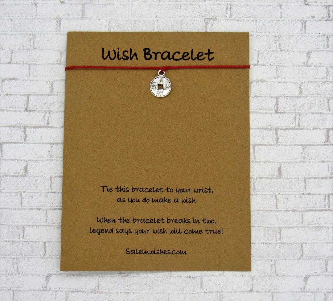Good Luck Gift, Chinese Coin Wish Bracelet, Prosperity Gift, Feng Shui ...
