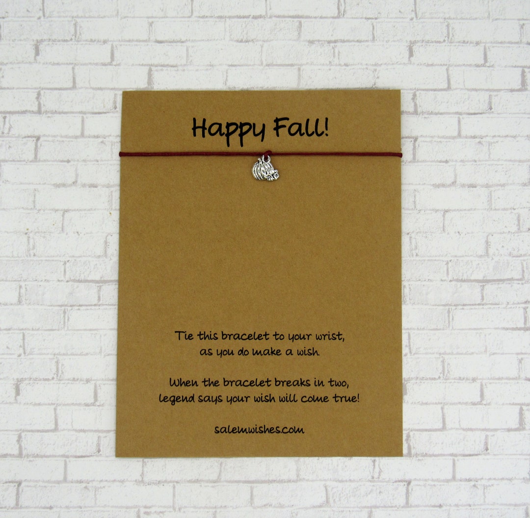Happy Fall Bracelet, Happy Fall Wish Bracelet, Fall Leaf Gift, Pumpkin ...