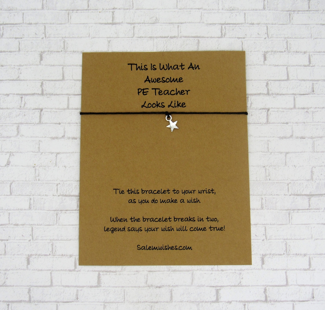 Gym Teacher Gift, Gym Teacher Wish Bracelet, Gym Teacher Thank You Gift ...