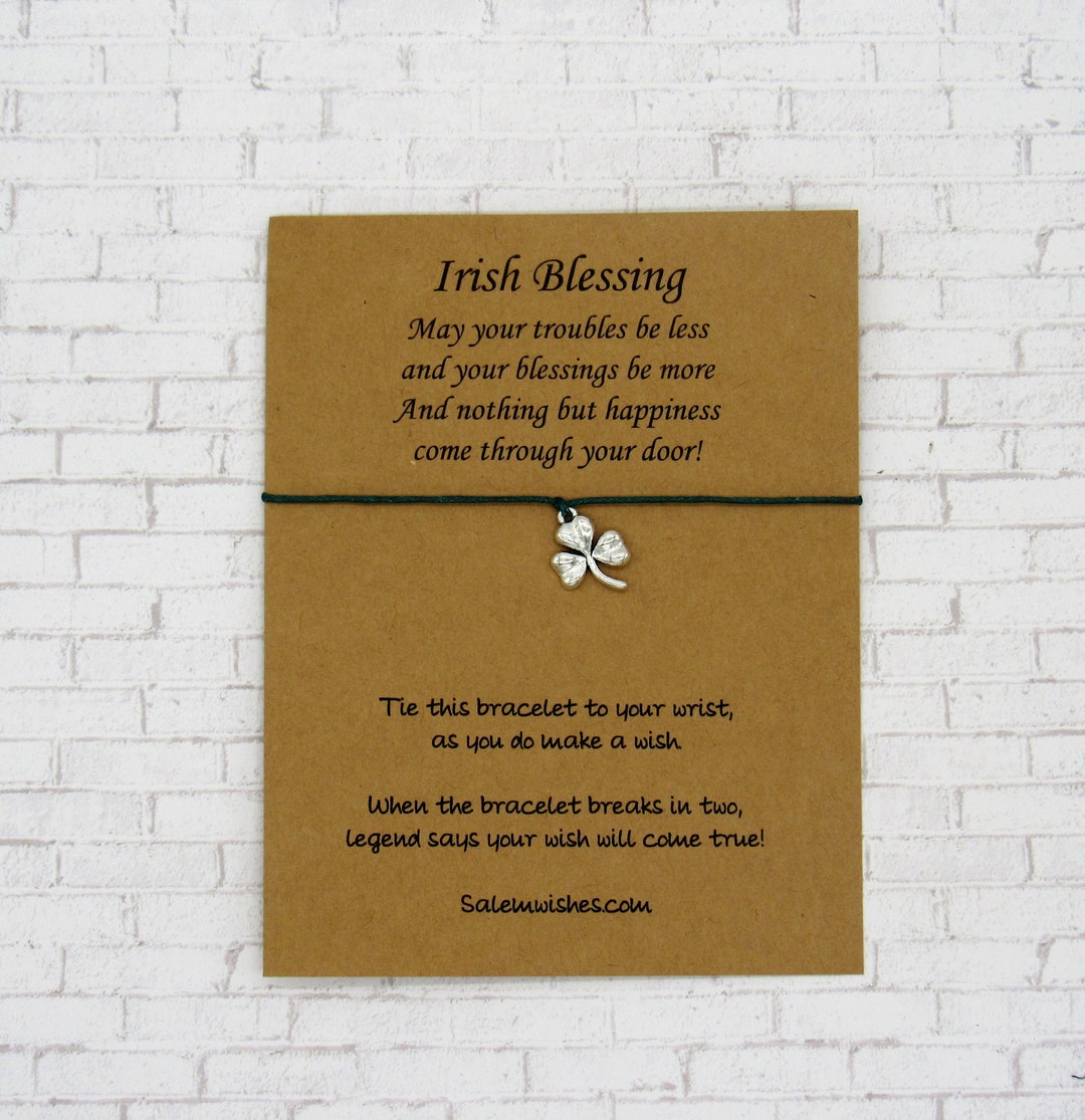 Irish Blessing, Shamrock Wish Bracelet, Irish Poem, Irish Gift Idea ...