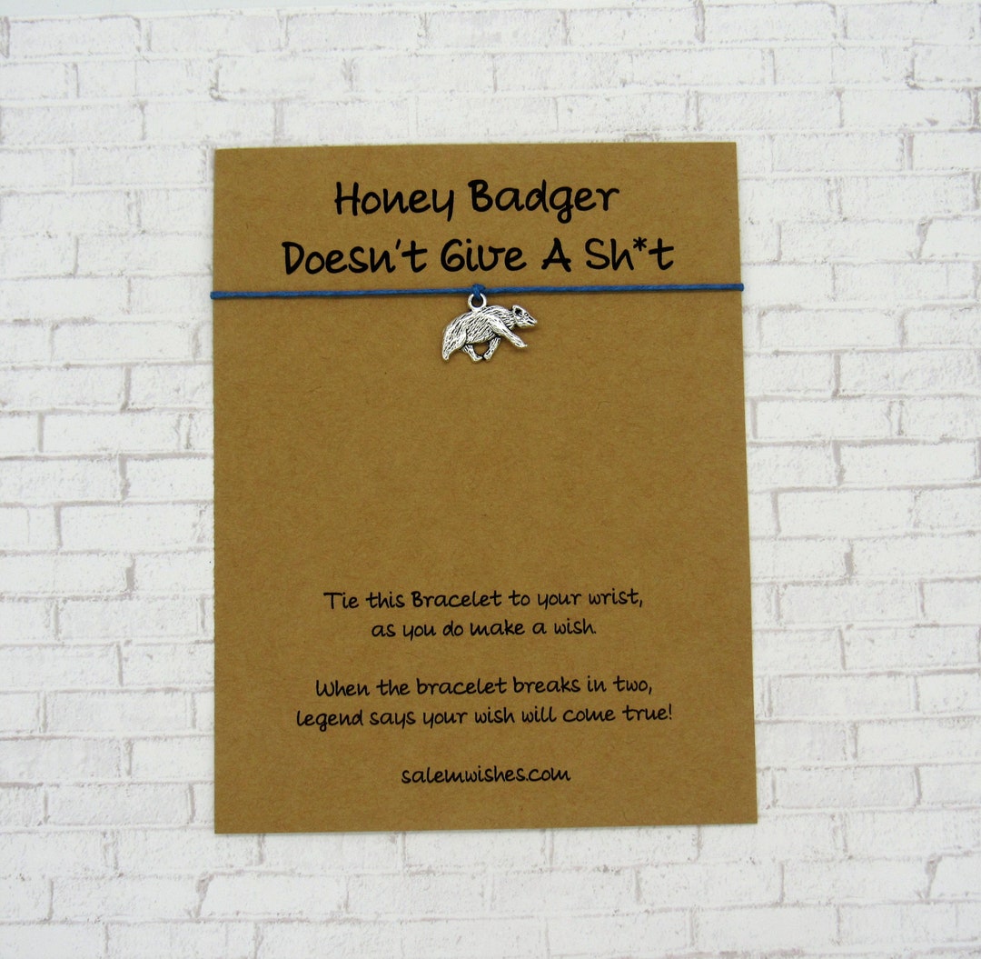 Honey Badger Gift, Badger Wish Bracelet, Funny Gift, Custom Honey ...