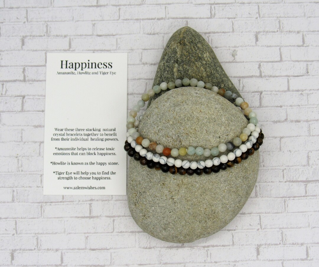 Happiness Gift Set, Inner Peace Gift, Stacking Bracelets, Crystal ...