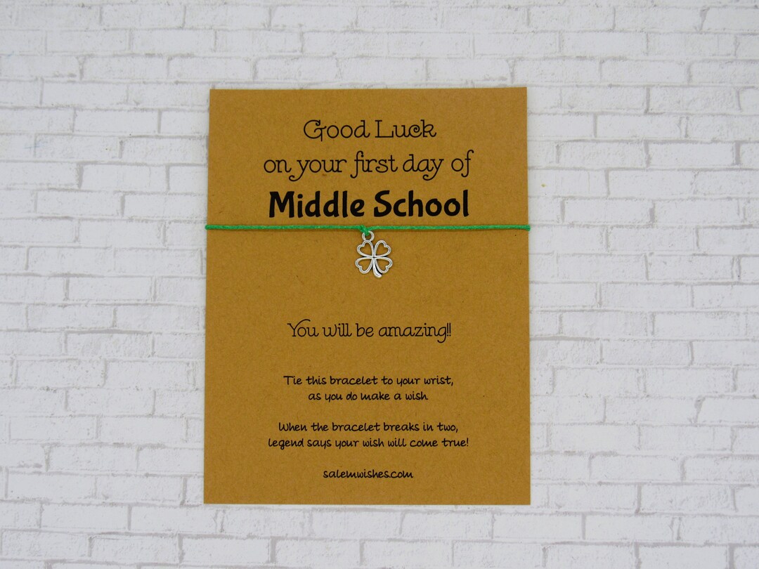 First Day of Middle School, Custom Back to School Gift, Good Luck Charm ...