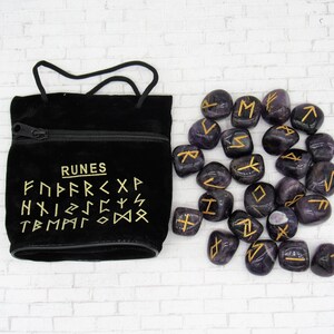 Runes Set, Rune Dice, Amethyst Runes, Rune Gift Set, Elder Futhark ...