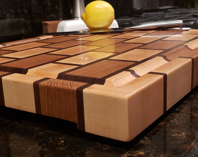 Cutting Board, Brick Pattern, End Grain, Professional Butcher Block ...