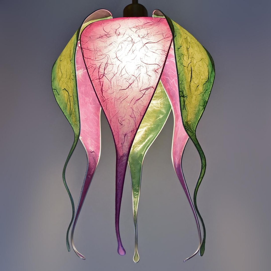 Paper Flower Lampshade in Pink and Green | for Ceiling, Table or Floor ...