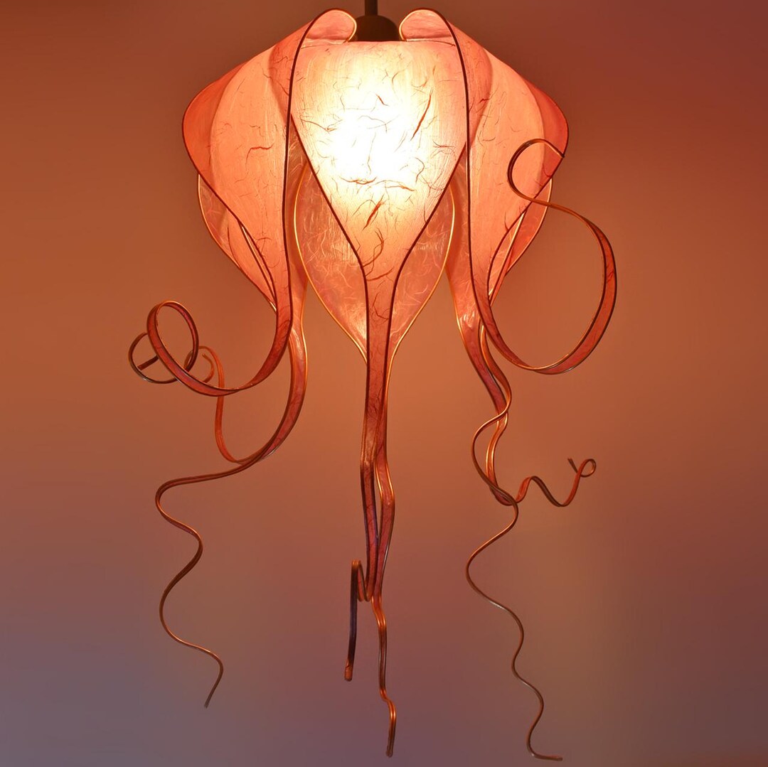 Octopus-inspired Paper Lampshade in Pink and Purple for Ceiling, Table ...