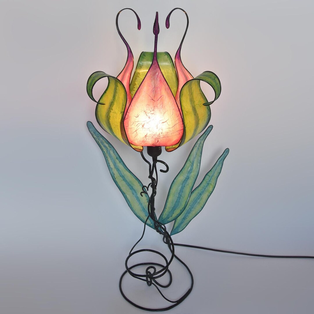 Elven Light Flower, Set of Lampshade and Lamp Stand With Plant Holder ...