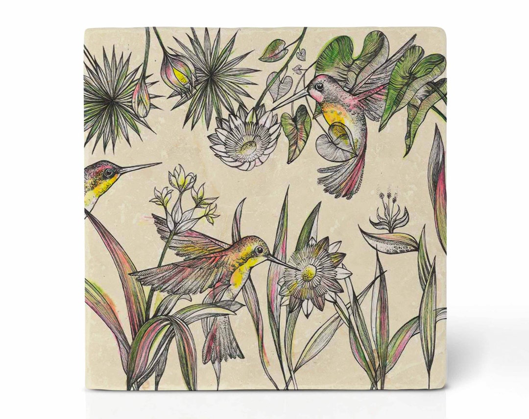 Tile Coasters | "hummingbirds" | Design Coasters | Natural Stone Tiles ...