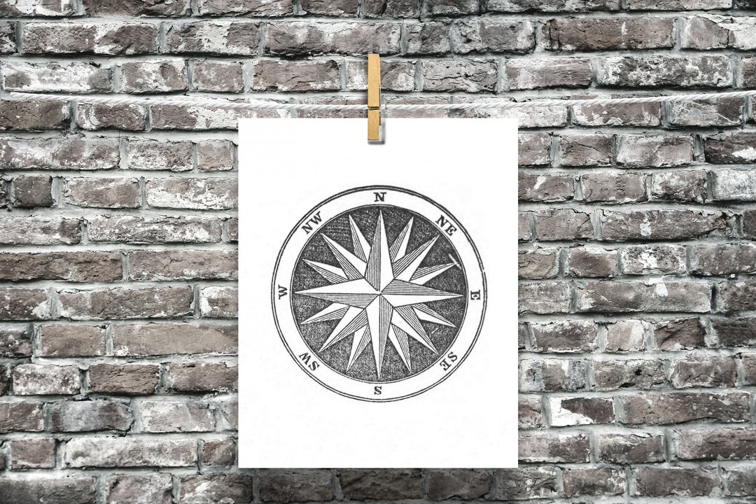 Vintage Compass PRINTABLE Wall Art 8x10 Portrait 4:5 Ratio - Etsy