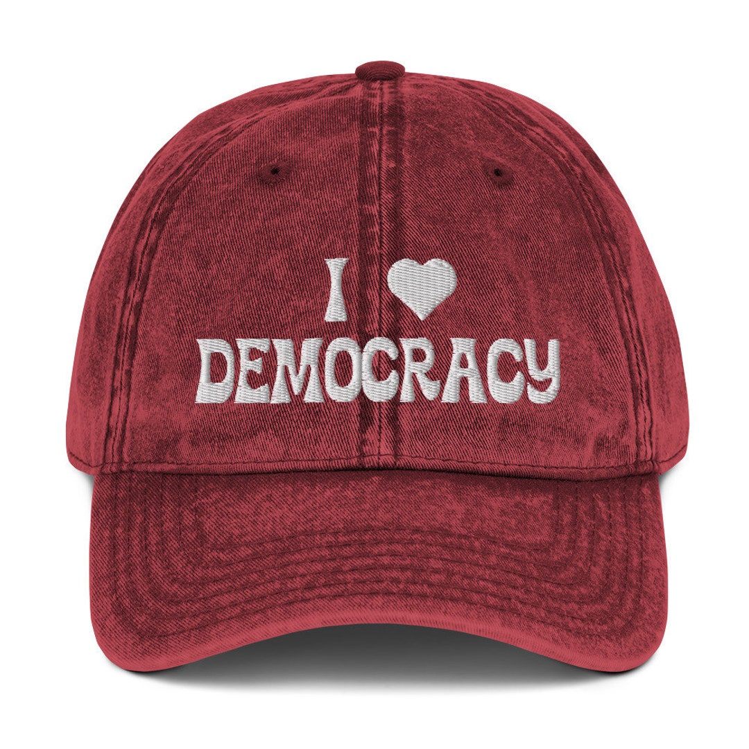 I Love Democracy Vintage HAT, Save Our Democracy, I Heart Democracy ...