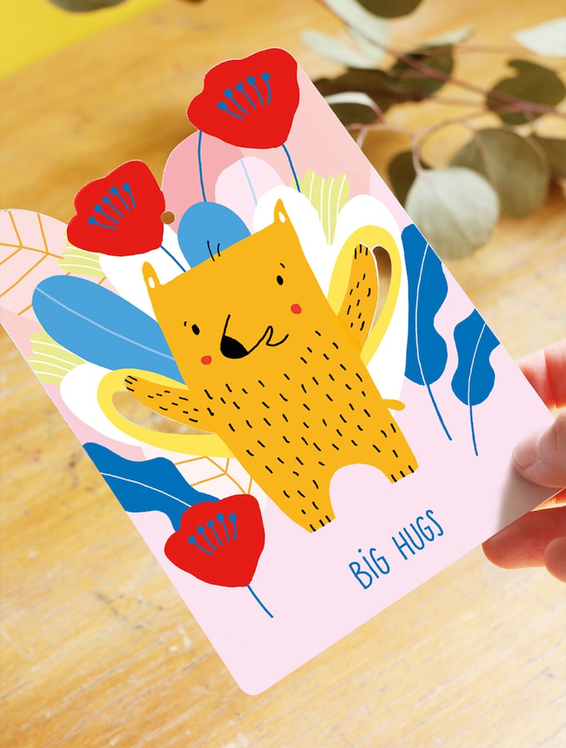 Pop Out Postcard Pop Up Postcard Big Hugs Feel Pressed | Etsy