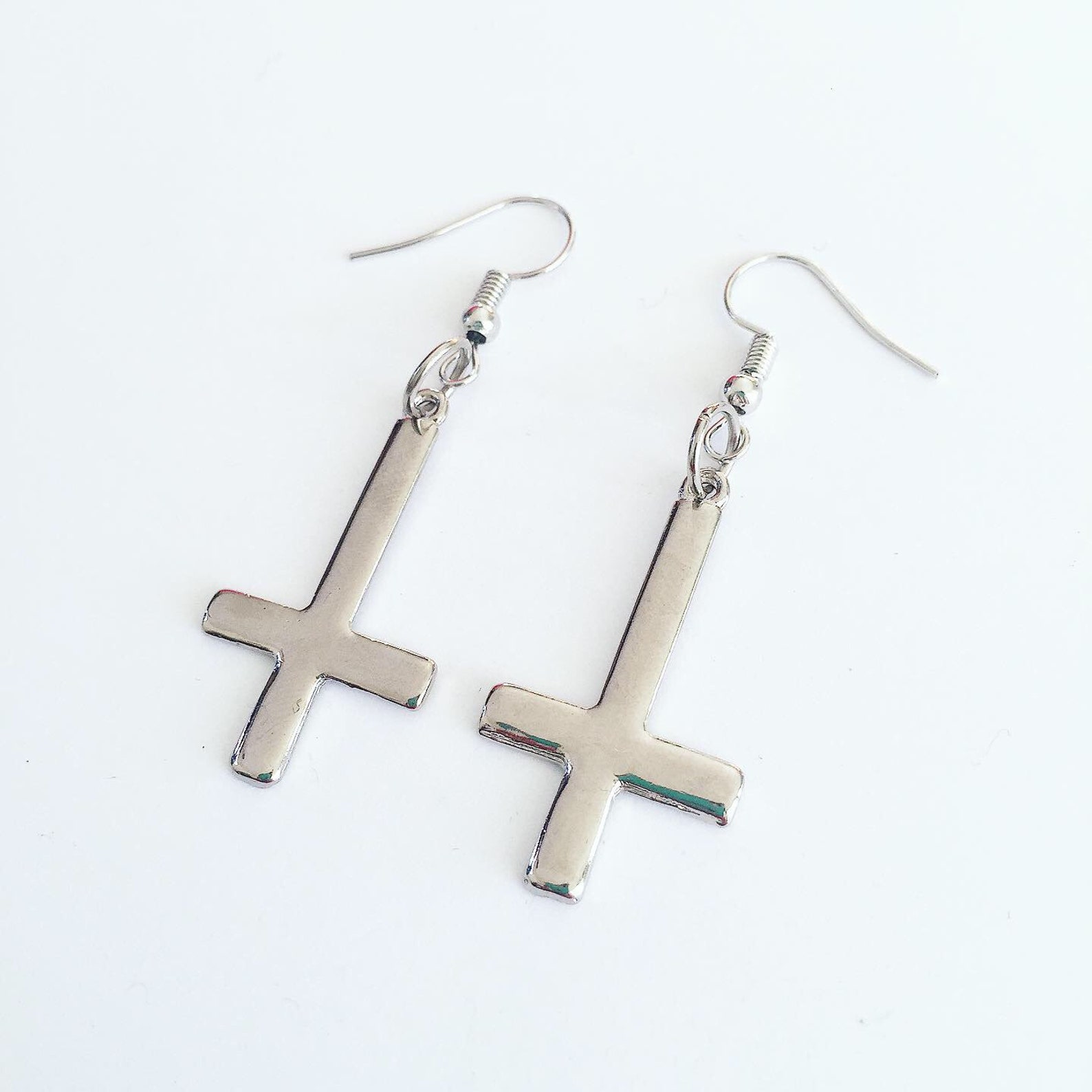 Cross of Saint Peter Inverted Cross Upside Down Cross Earrings - Etsy
