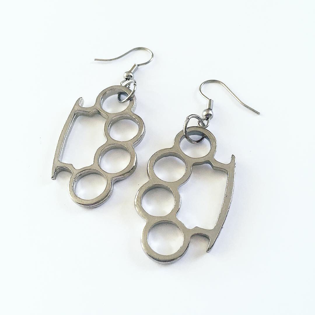 Knuckles Knucks B-nux Knuckle Duster Earrings Punk Hardcore Violence ...