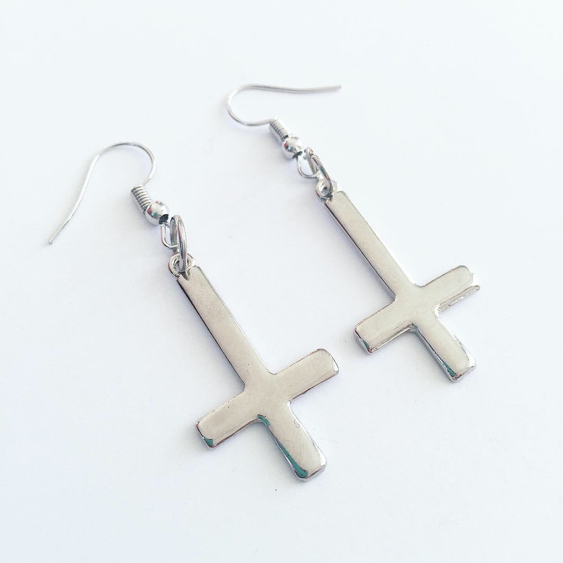 Cross of Saint Peter Inverted Cross Upside Down Cross Earrings - Etsy