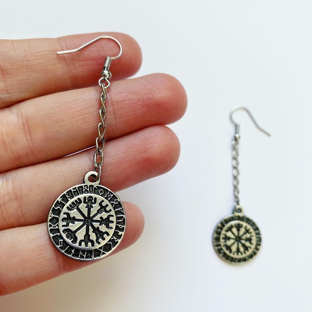 Vegvisir Earrings Symbol of Guidance and Protection Viking Compass ...