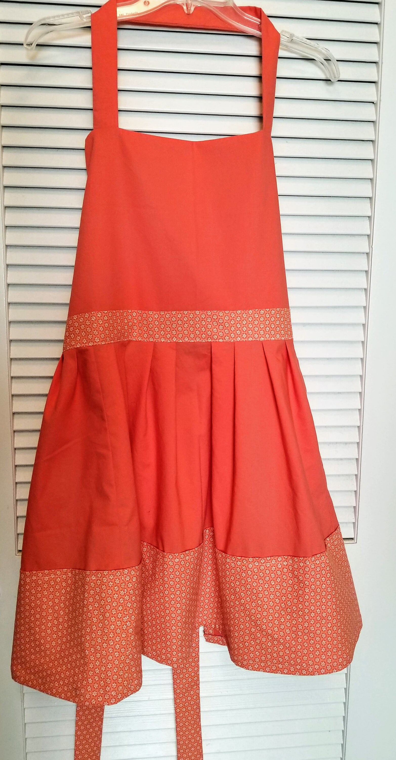 Women's Solid Coral Retro Apron | Etsy