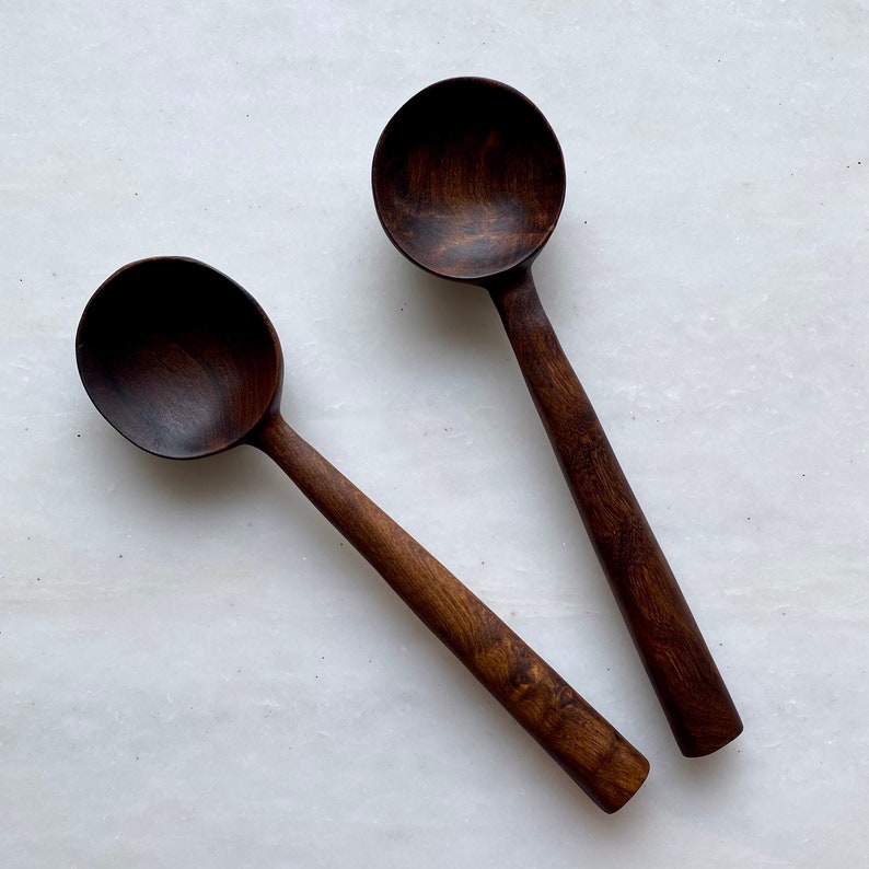 Hand Carved Wooden Coffee Scoop | Ebony, African Teak, and Mukwa Wood ...