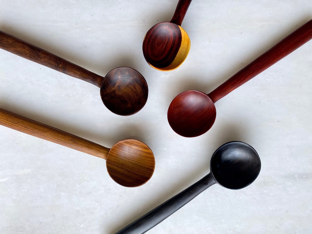 Hand Carved Wooden Coffee Scoop | Ebony, African Teak, and Mukwa Wood ...