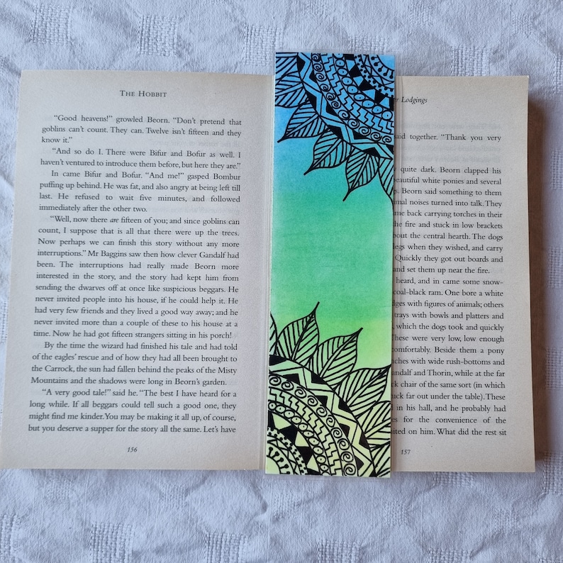 Flower Zentangle Doodle Bookmark (floral Stationery, One of a Kind ...