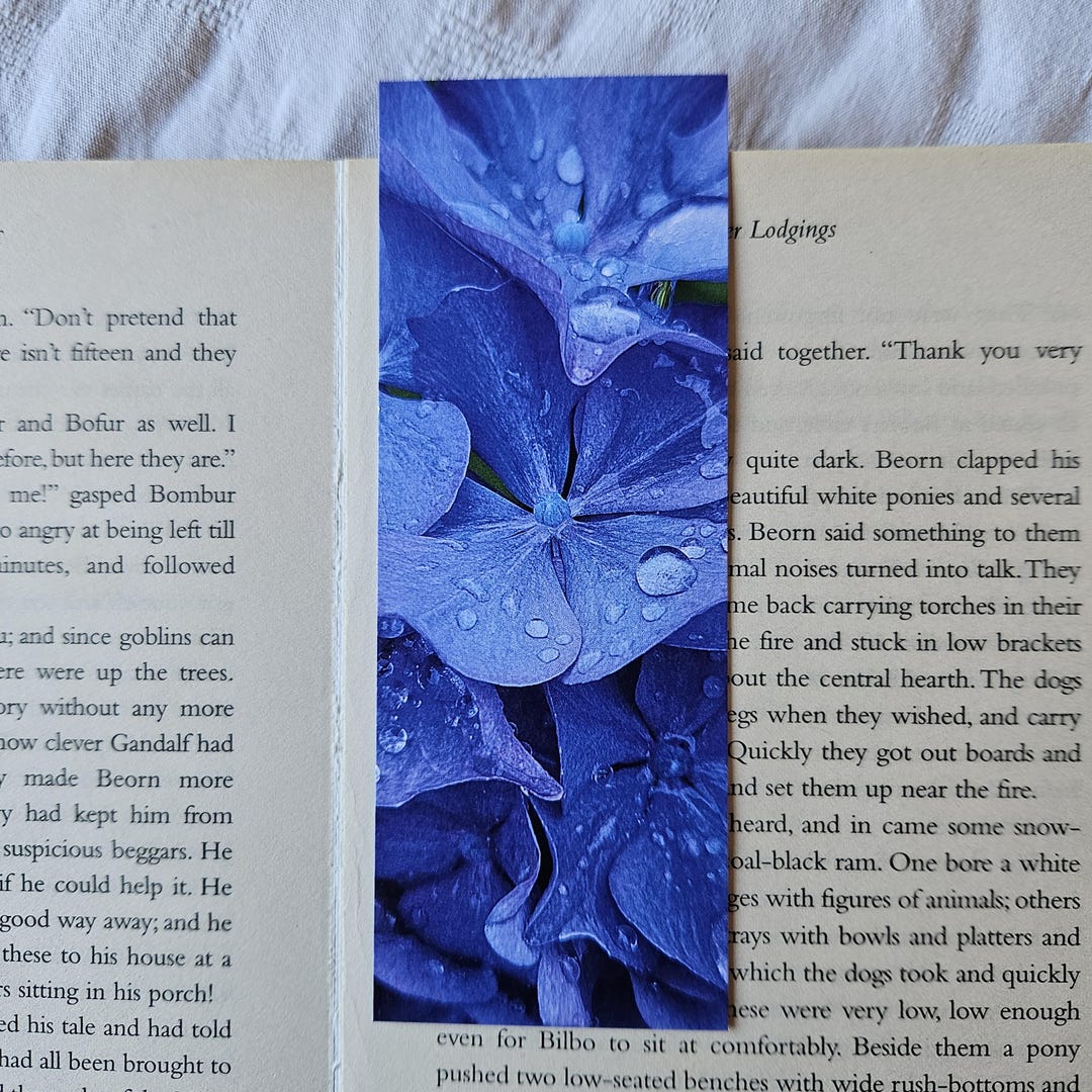 Blue Hydrangea Bookmark: Double Sided, Recycled Paper - Etsy