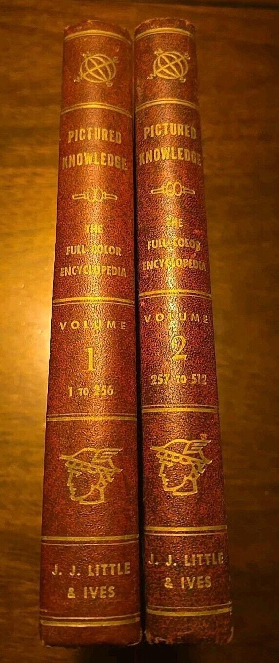 1956 Pictured Knowledge Full Color Encyclopedia Lot of 2 Volumes 1 and ...