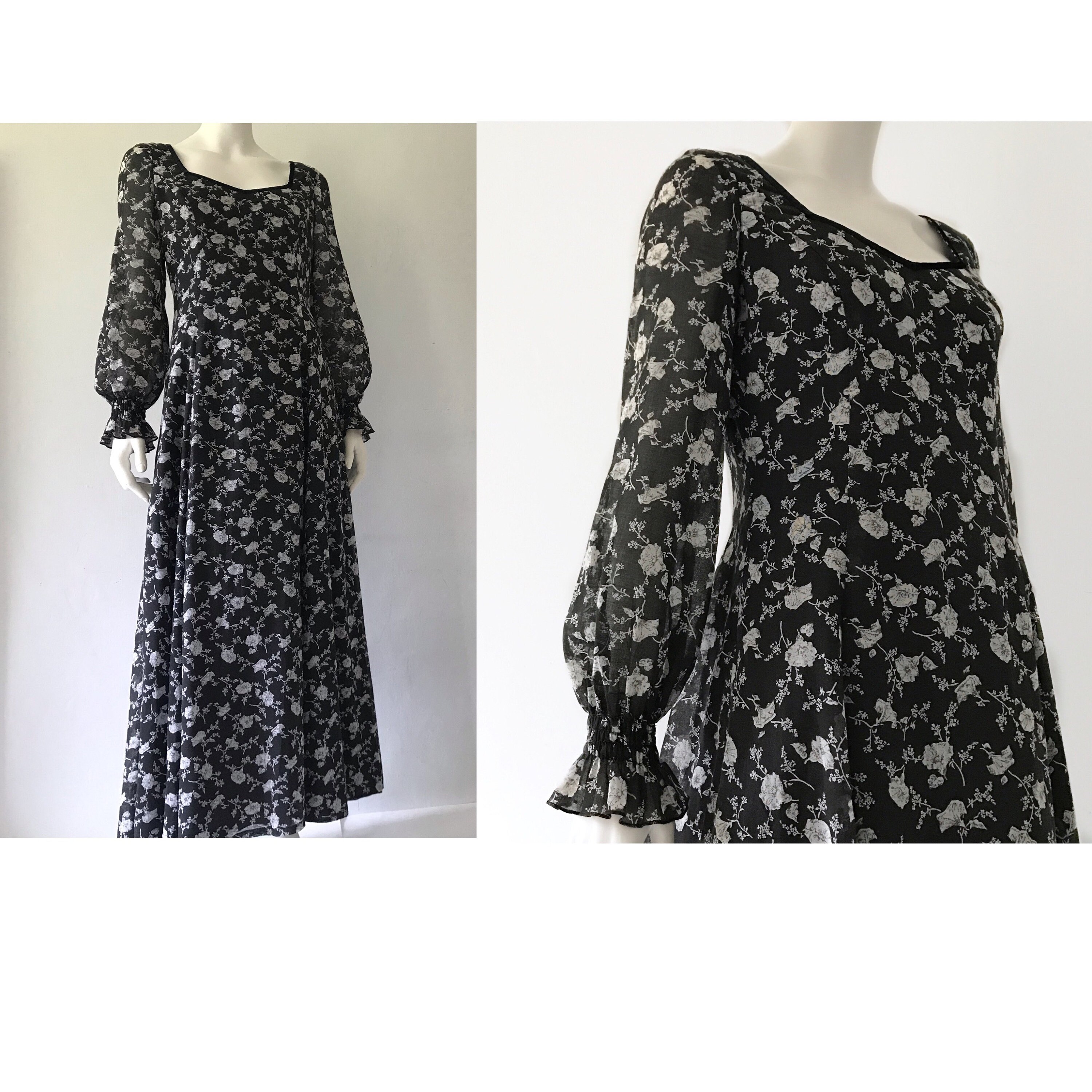 Vintage 1970s Floral Sprigged Prairie Dress/folk Dress/maxi Dress ...