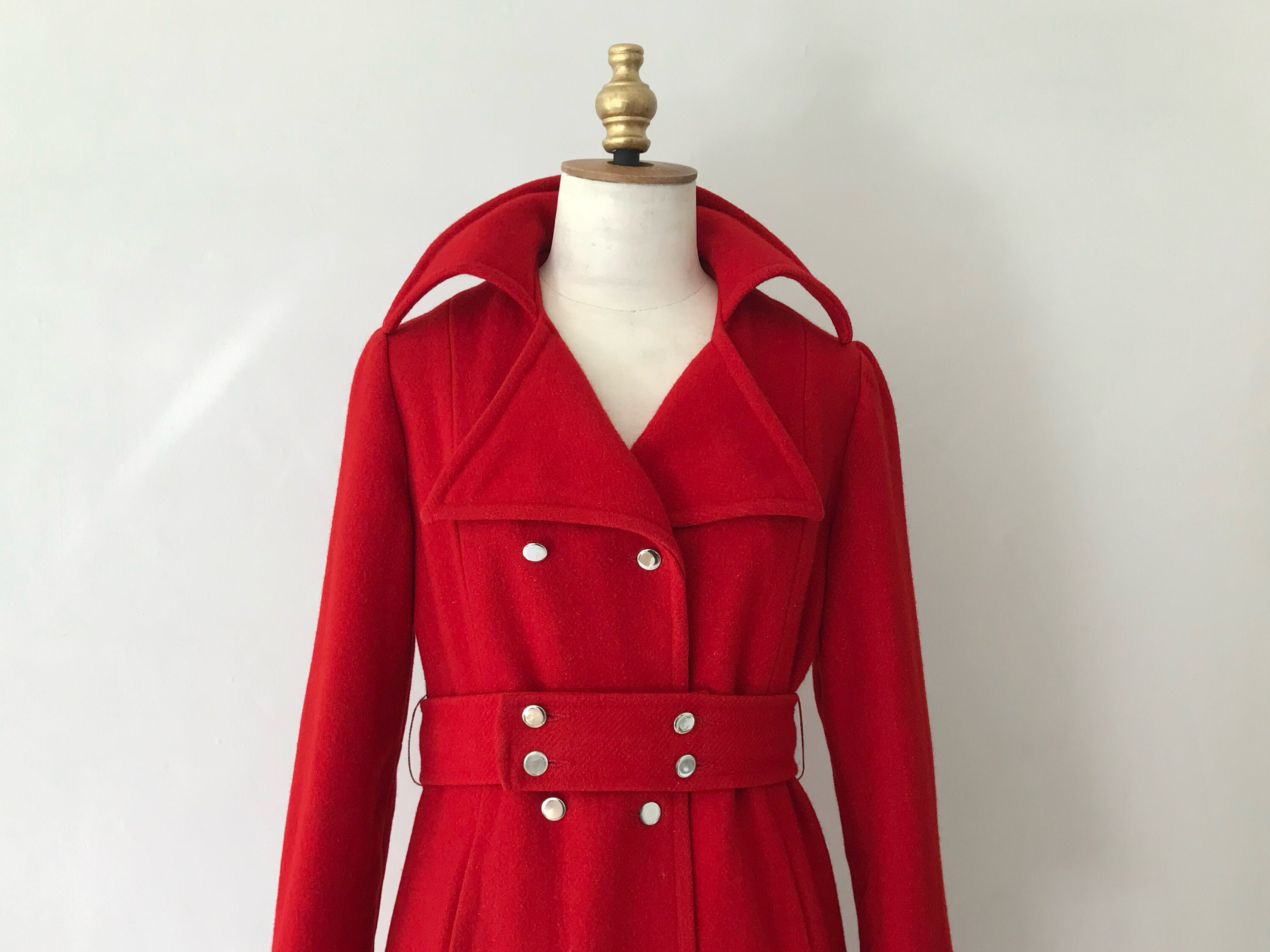 1970s Scarlet Wool Maxi Coat/1970s Full Length Wool Coat/1970s Military ...