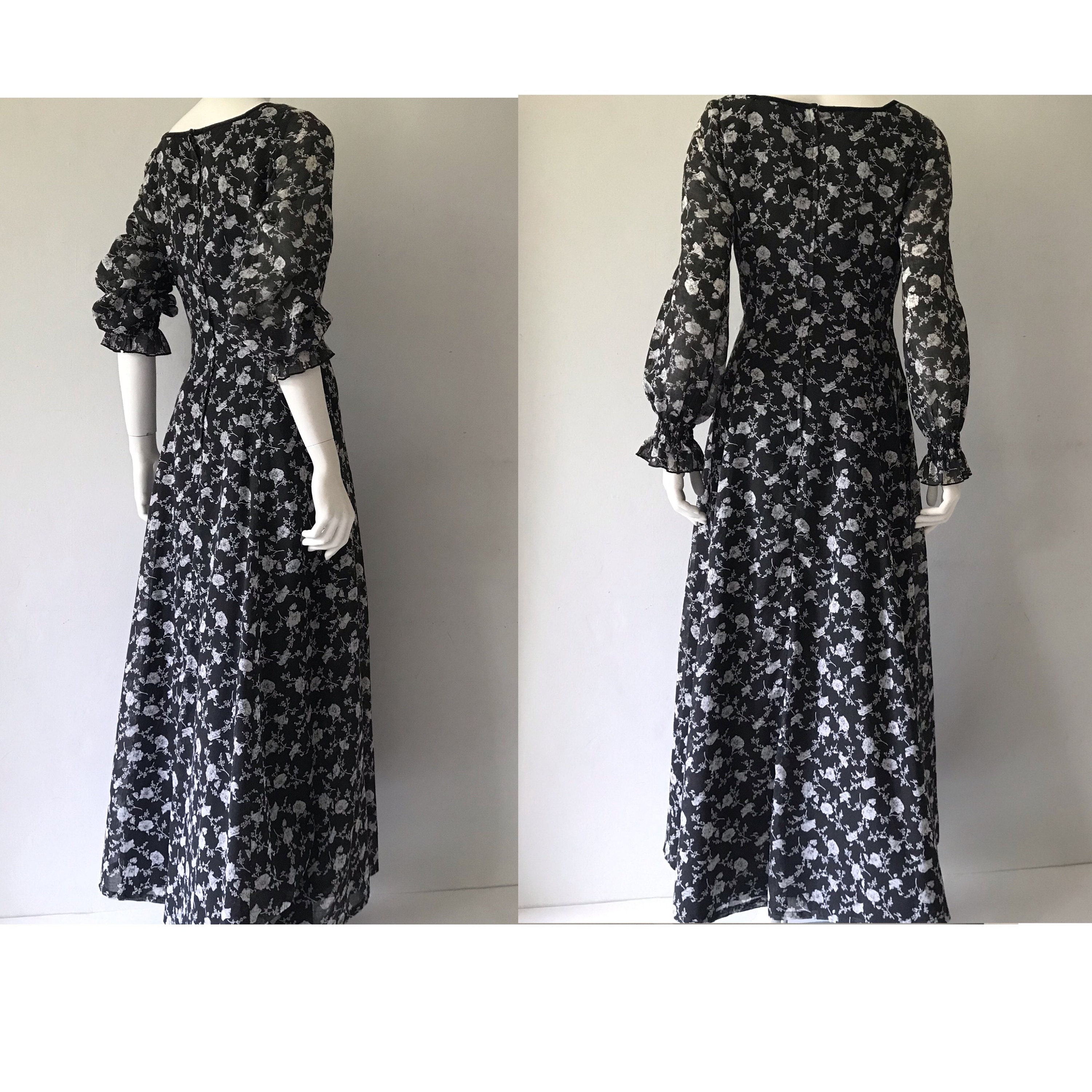 Vintage 1970s Floral Sprigged Prairie Dress/folk Dress/maxi Dress ...