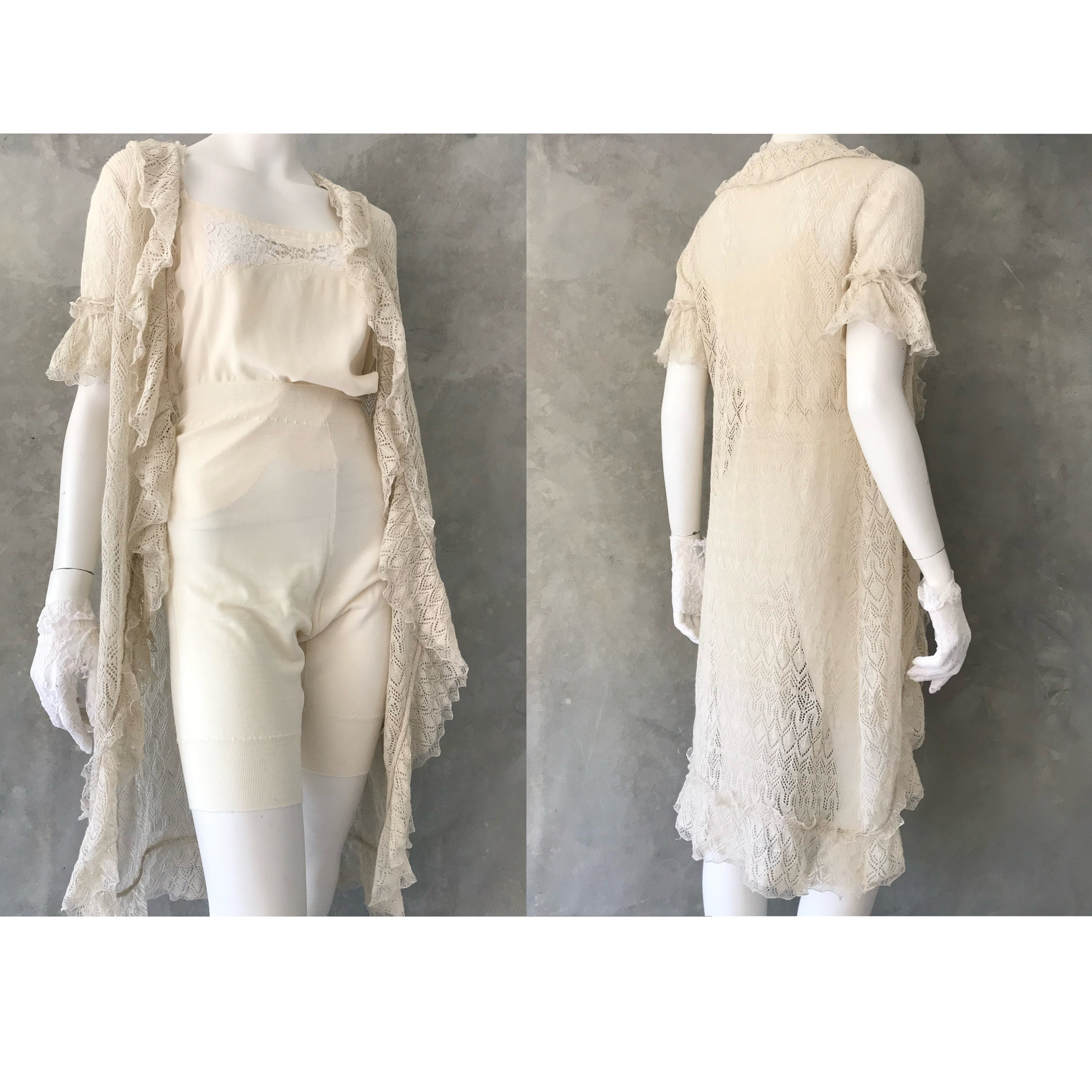 Pretty Vintage Lace Duster Coat/vintage RALPH LAUREN Lace Duster/ Vintage Lace Robe/ Vintage ...