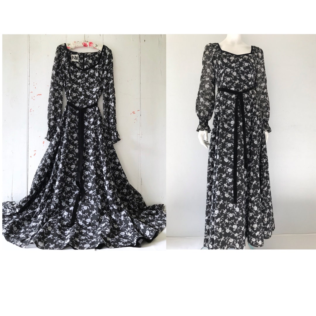 Vintage 1970s Floral Sprigged Prairie Dress/folk Dress/maxi Dress ...