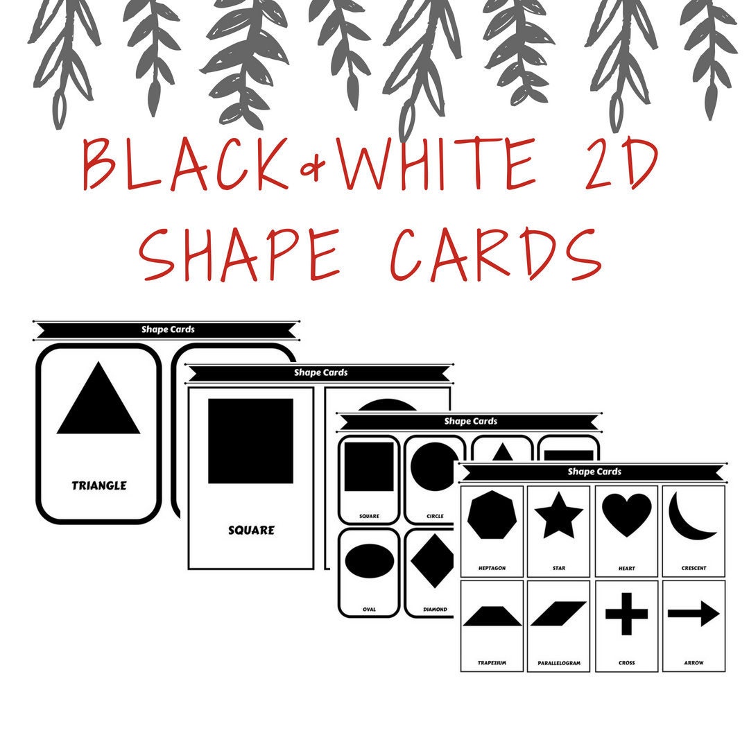Black & White Printable Shape Cards, Kids Activities, Learning Shapes ...