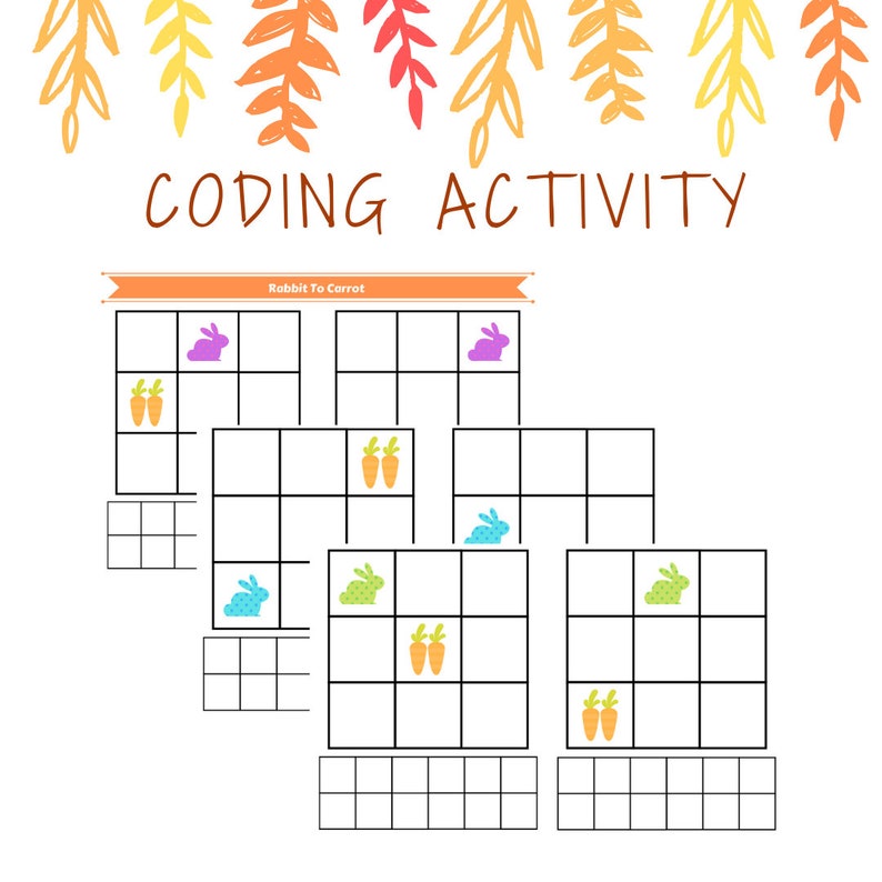 Printable Coding Activity - Rabbit to Carrot - Etsy