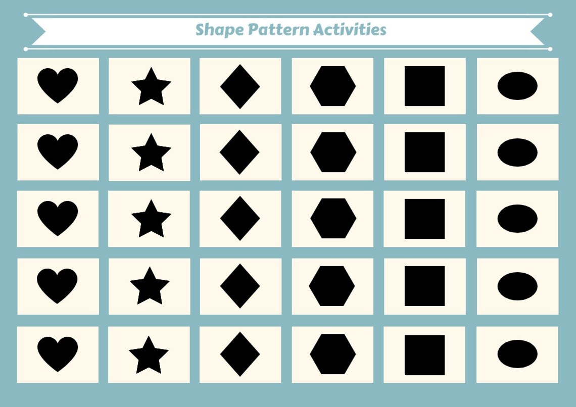 Printable Shape Pattern Activities Kids Activities and Learning - Etsy
