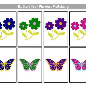 Printable Matching Game - Butterfiles&flowers - Etsy