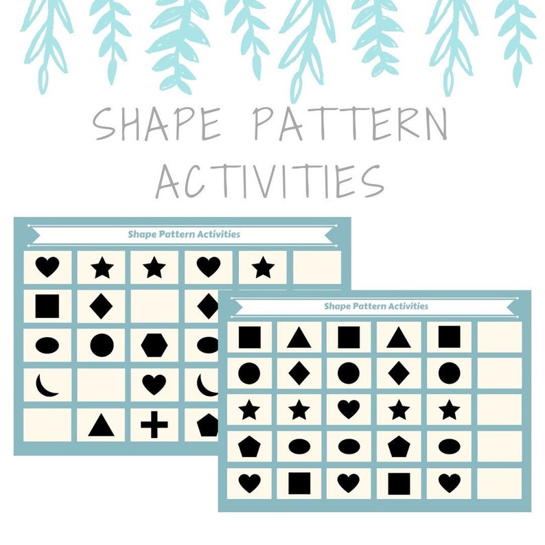 Printable Shape Pattern Activities; Kids Activities and Learning - Etsy