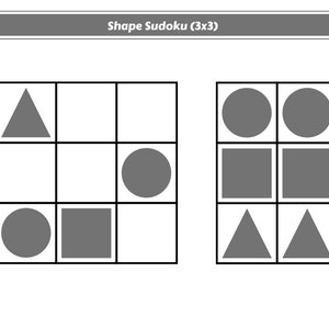 Printable Shape Sudoku Activities - Etsy