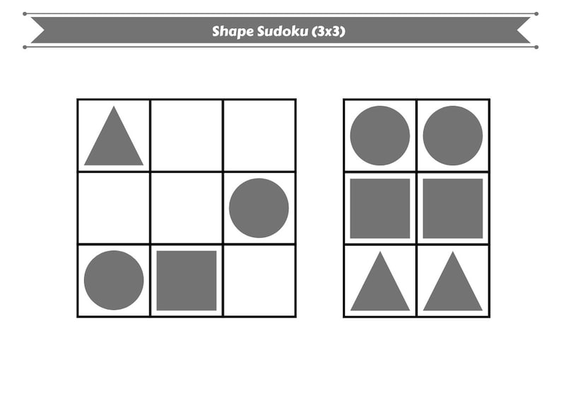 Printable Shape Sudoku Activities - Etsy