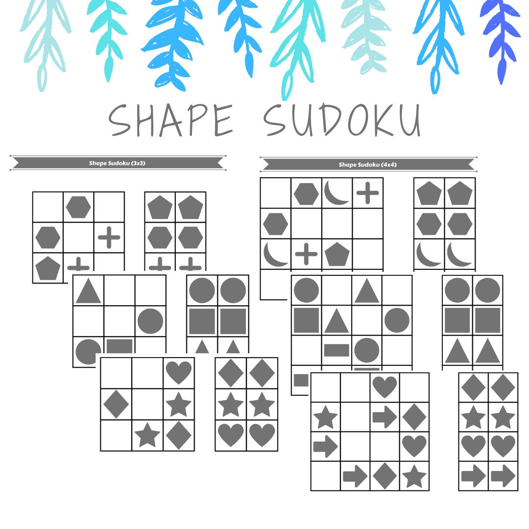 Printable Shape Sudoku Activities - Etsy