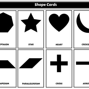 Black & White Printable Shape Cards, Kids Activities, Learning Shapes ...