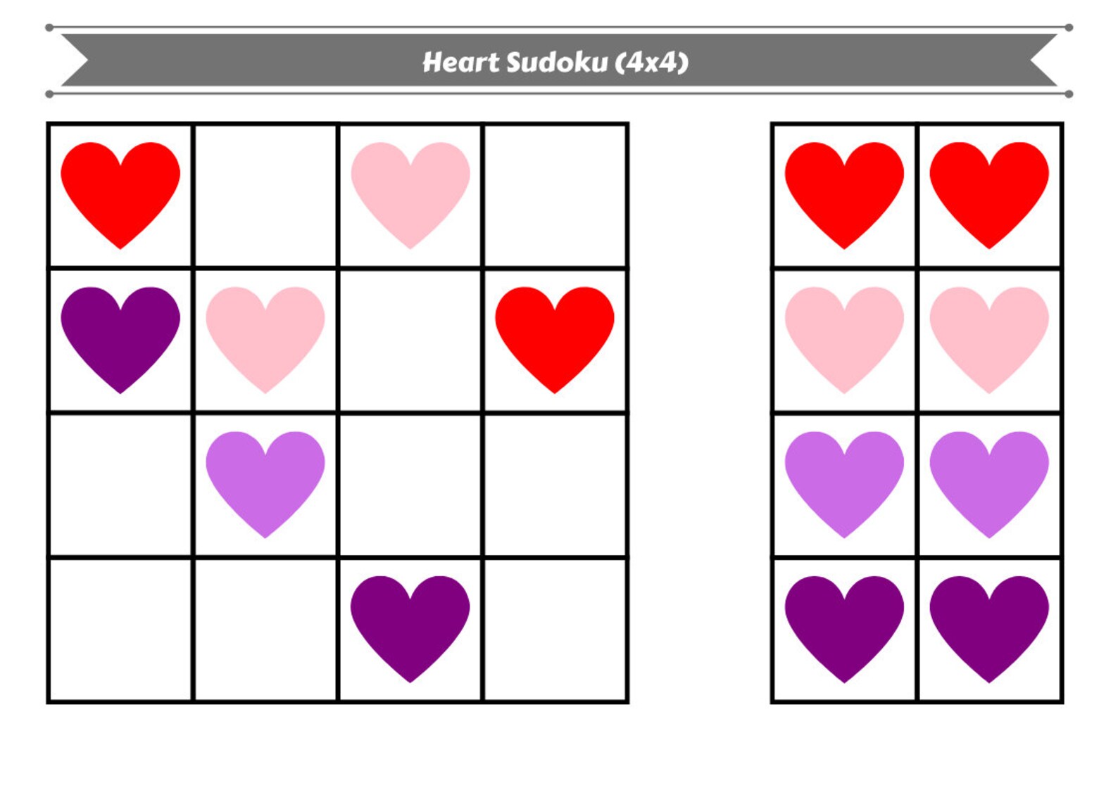 Printable Heart Sudoku Activities - Etsy