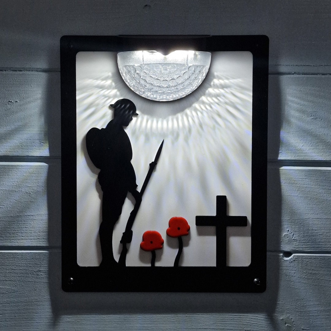 Remembrance Soldier Solar Light Wall Plaque Right Facing - Etsy