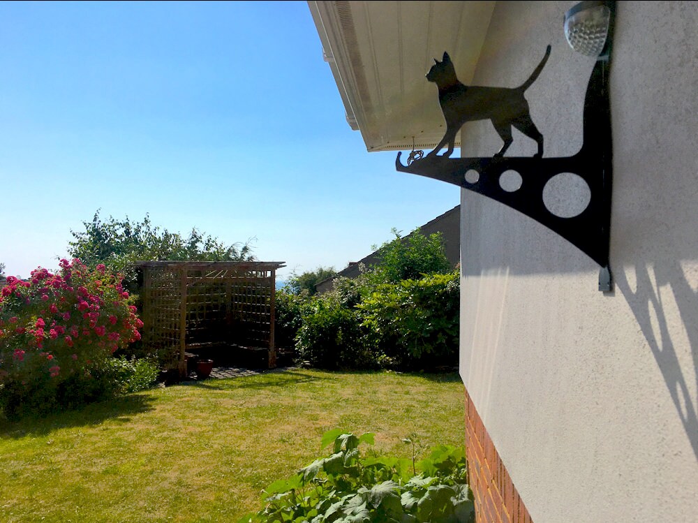 Solar LED Light Garden Hanging Basket Bracket Wall Mount Cat - Etsy
