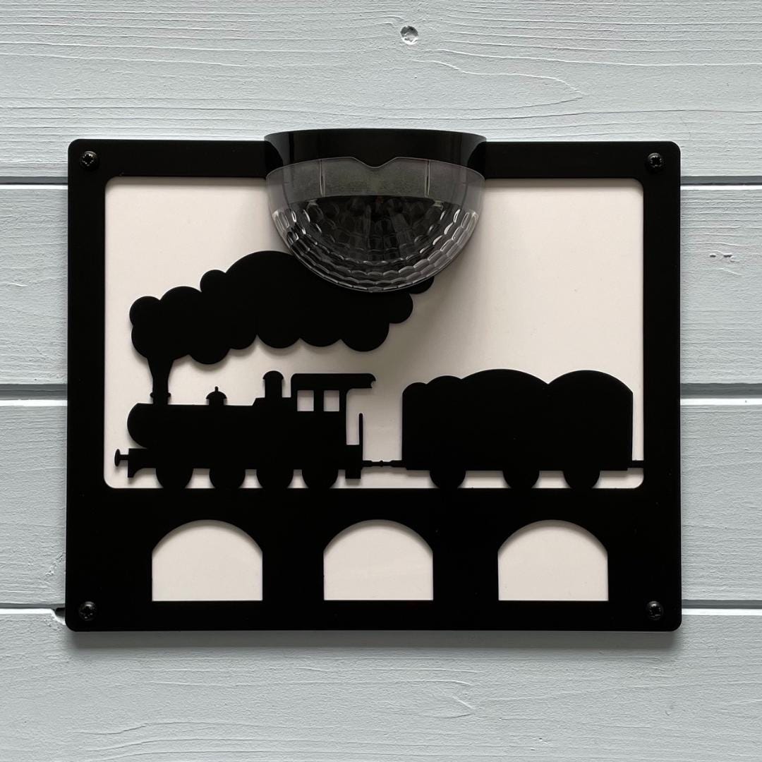Steam Train Solar Light Wall Plaque- Garden Gift - Etsy UK