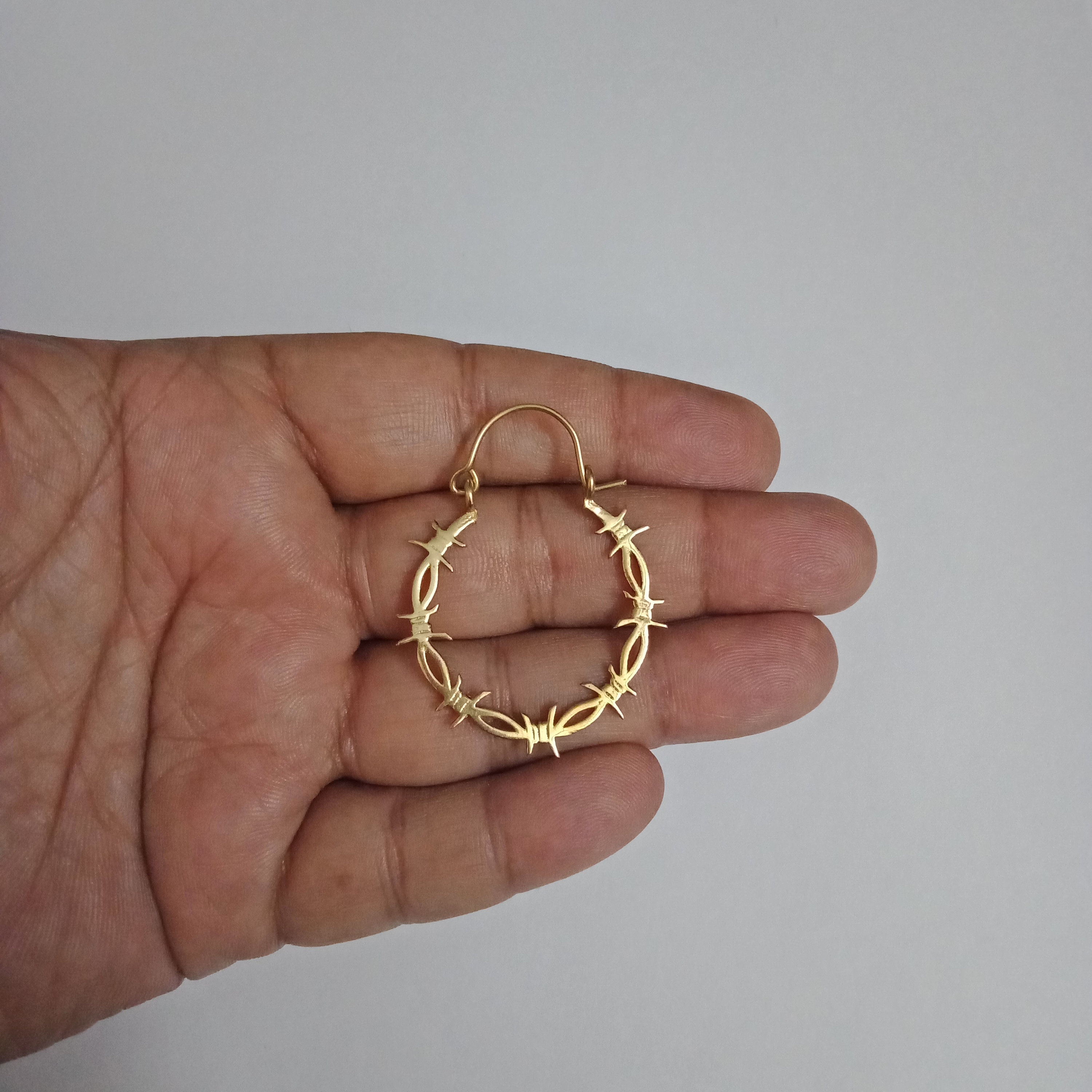 Barbed Wire Hoop Earrings Barb Wire Hoop Earrings Brass Hoop - Etsy