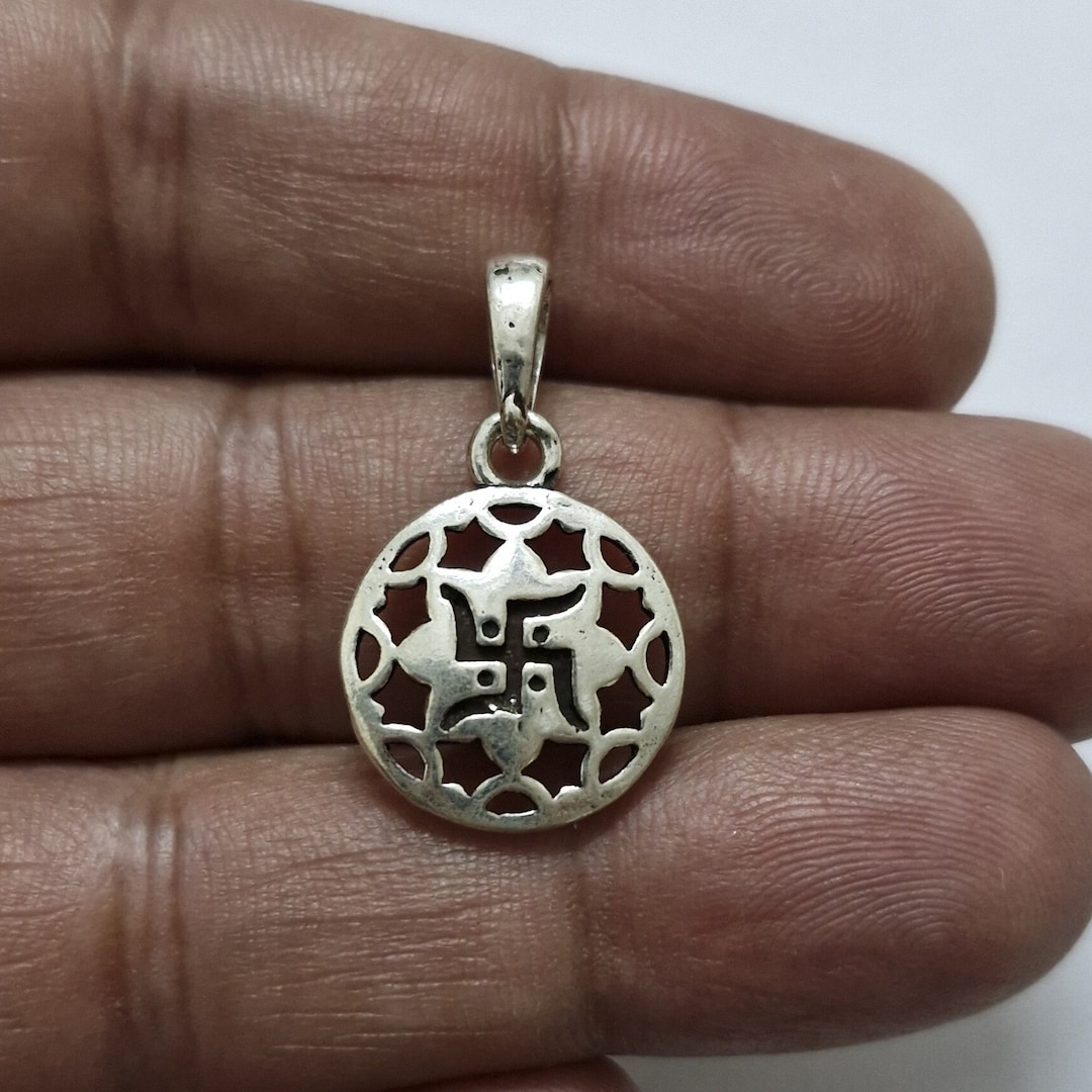 Swastika Pendant, Sterling Silver Pendant,, Swastik Pendant, Protection Amulet, Hindu Spiritual ...